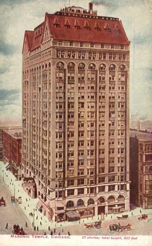 Vintage Postcard 1911 Masonic Temple Historical Building Chicago ...