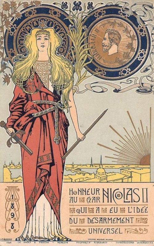 Czar Nicholas II Russia France Woman Disarmament ART Nouveau Rossi ...