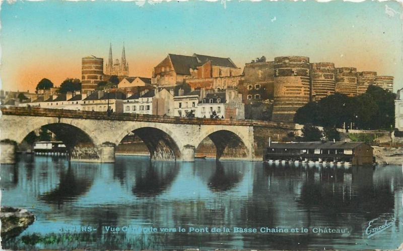 Semi-modern postcard France Angers bridge castle architecture | Topics ...