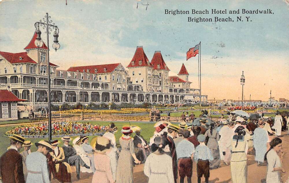 Brighton Beach New York Brighton Beach Hotel & Boardwalk Color Litho ...