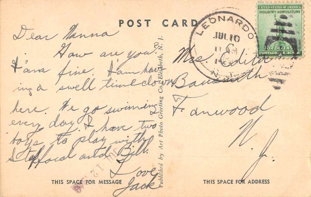 Leonardo New Jersey Brevent park and Leonardo Fire House Postcard ...