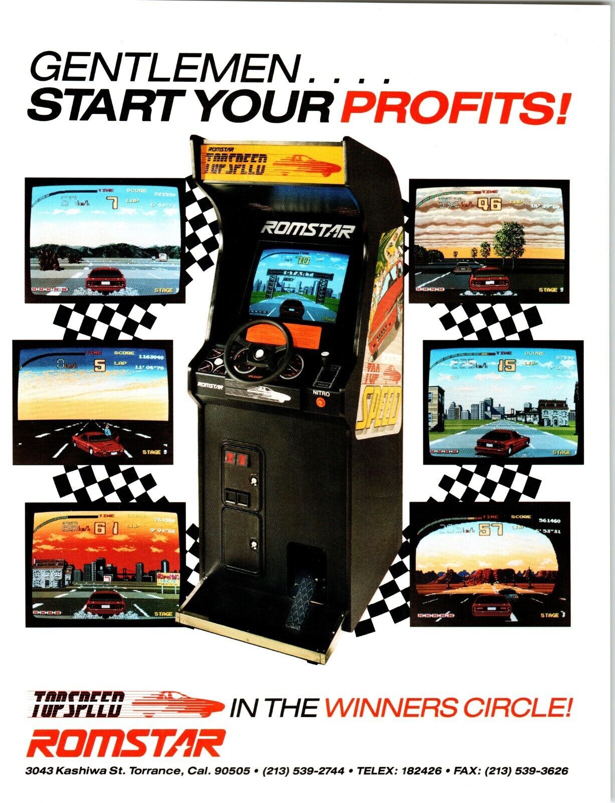 Top Speed Arcade FLYER Original Retro Video Game Auto Race Driving ...