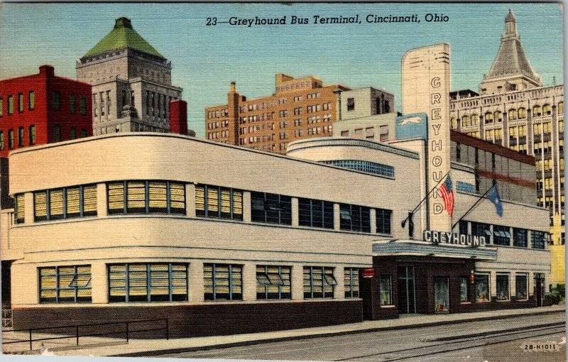 Cincinnati Ohio Greyhound Bus Terminal Depot Vintage Postcard Art Deco ...