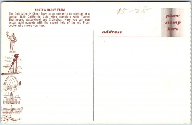 Vintage Postcard Knott's Berry Farm Gold Mine in Ghost Town Re-Creation ...