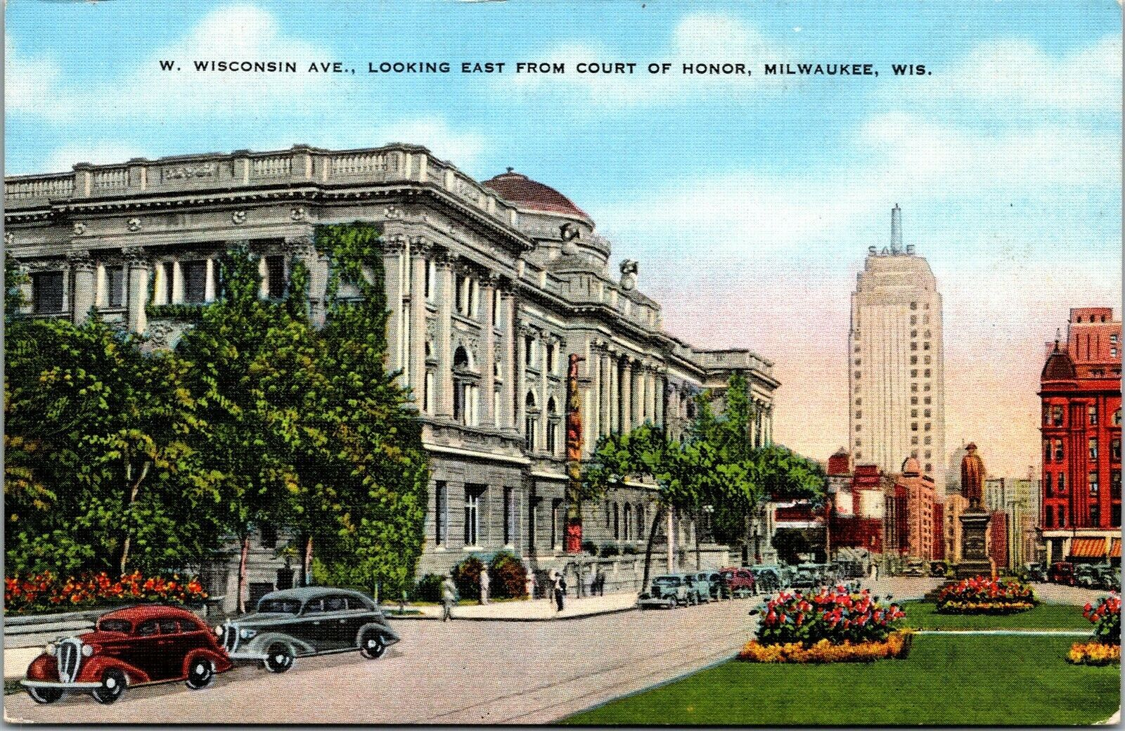 Vtg Milwaukee WS West Wisconsin Avenue Street View 1940s Linen Postcard ...