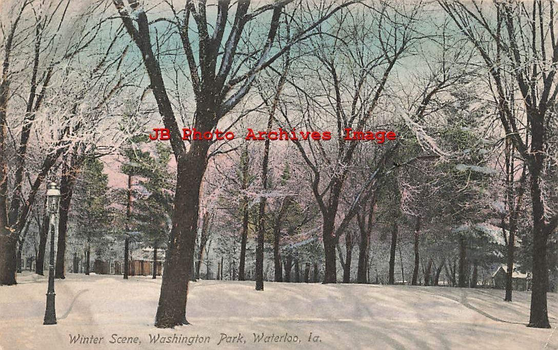 IA, Waterloo, Iowa, Washington Park, Winter, 1908 PM, Golden Rule Pub ...