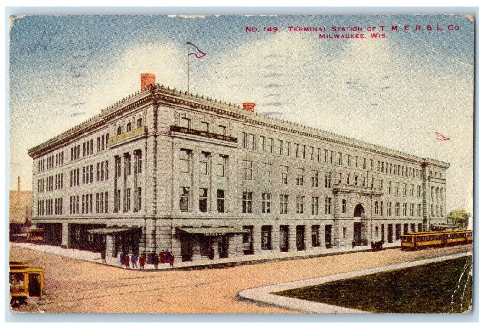 1913 Terminal Station Of T M E R & L Co. Trolley Milwaukee Wisconsin WI ...