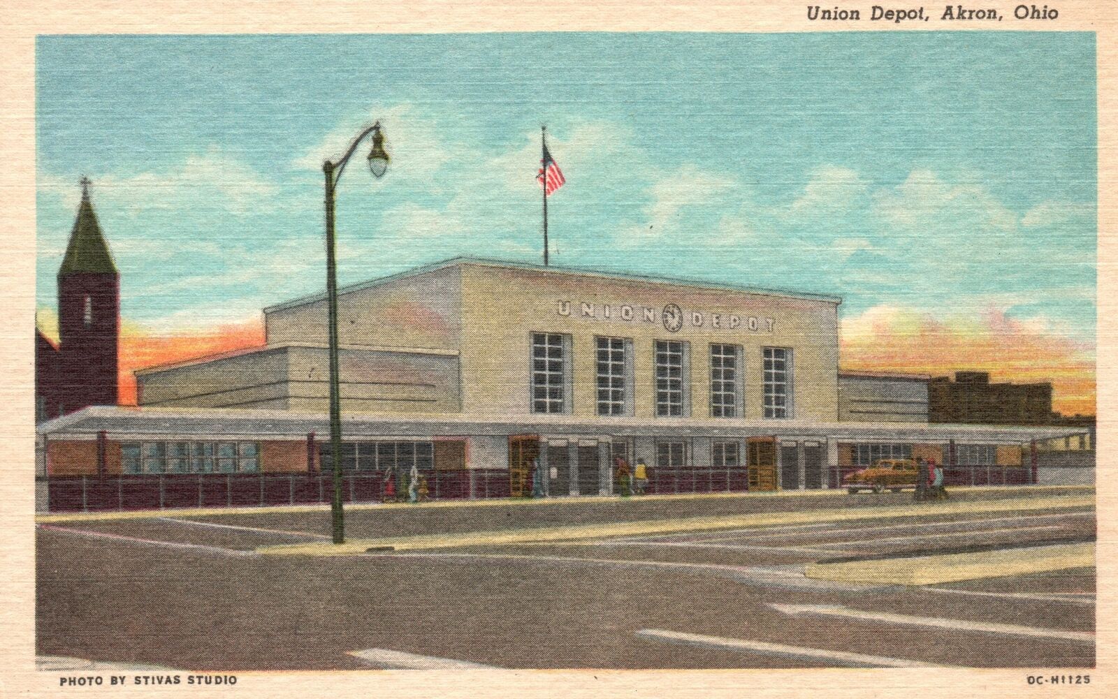 Vintage Postcard 1930's Union Depot Modern Detail Large City Plaza ...