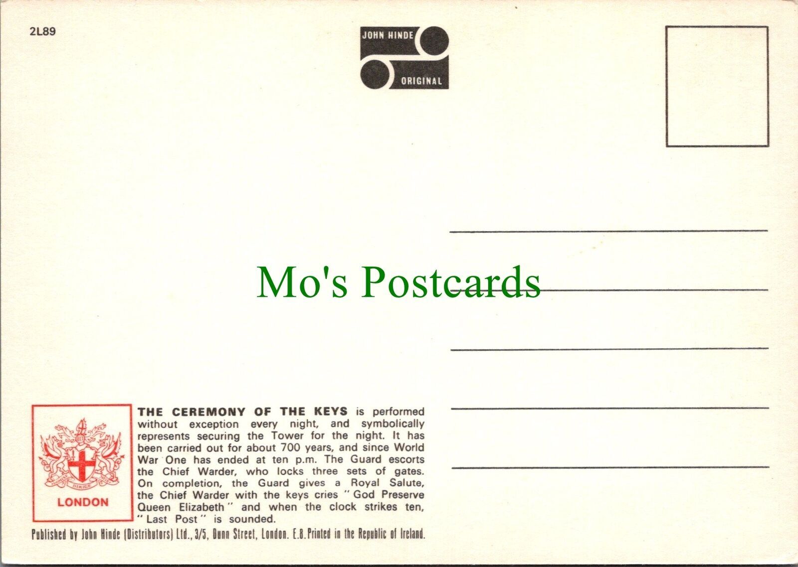 Military Postcard - Guards, The Ceremony of The Keys, Tower of London ...