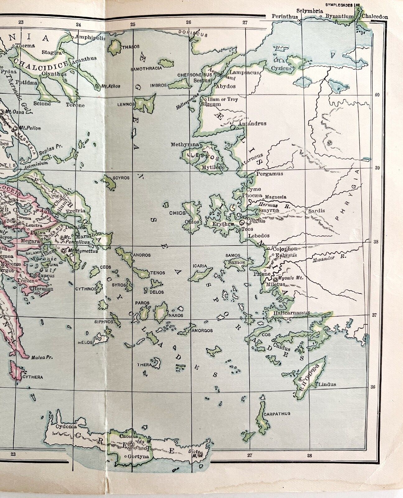 Greece In The 5th Century B.C. Map Print 1893 Victorian Mythology ...