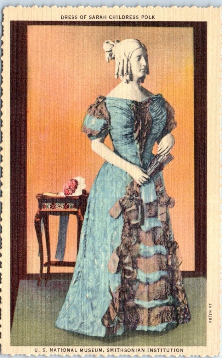 Postcard - Dress of Sarah Childress Polk, US Nat'l Museum, Smithsonian ...