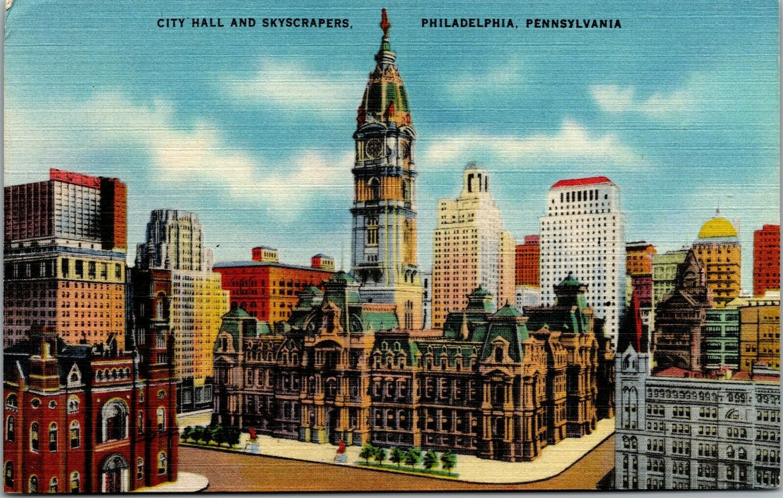 Vtg Philadelphia Pennsylvania PA City Hall and Skyscrapers 1940s Unused ...