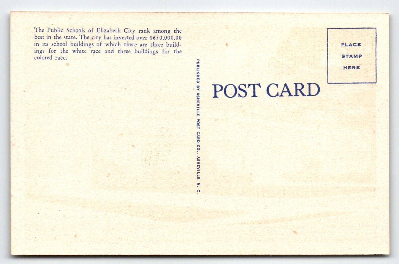 Elizabeth City High School Building North Carolina Postcard Unused NC ...