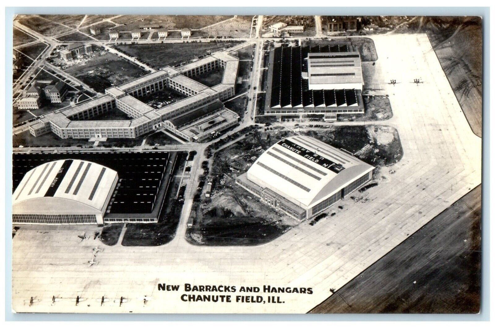 Aerial View New Barracks And Hangars Chanute Field IL RPPC Photo ...