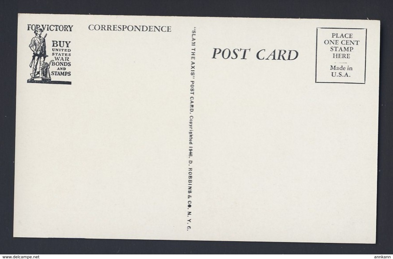 RARE - POSTED 1943 - WWII Adolf Hitler Uncle Sam - 6 postcards envelope ...