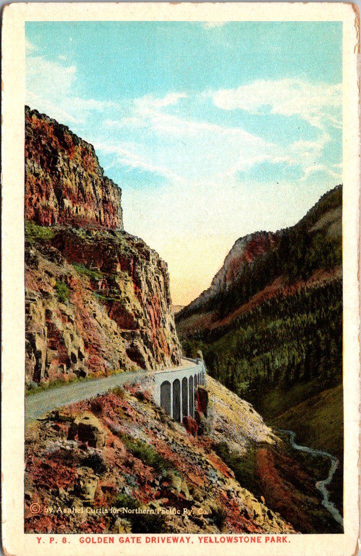 Yellowstone National Park Golden Gate Driveway Curteich | United States ...