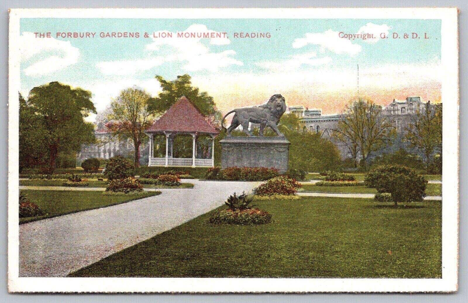 Reading Great Britain Lion Monument & Forbury Gardens Scenic WB ...
