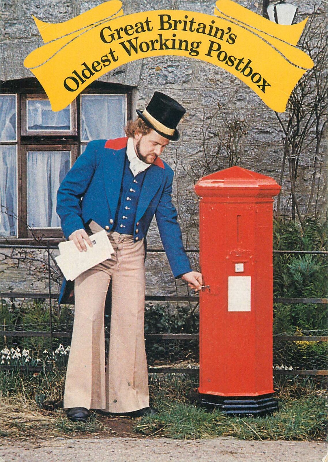 Postcard UK's oldest letter box Barnes Cross Holwell postman uniform ...
