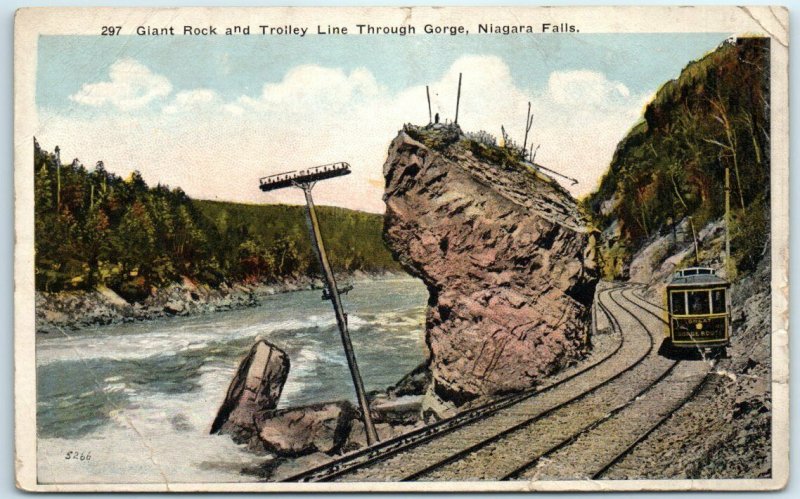 Postcard - Giant Rock and Trolley Line Through Gorge, Niagara Falls ...
