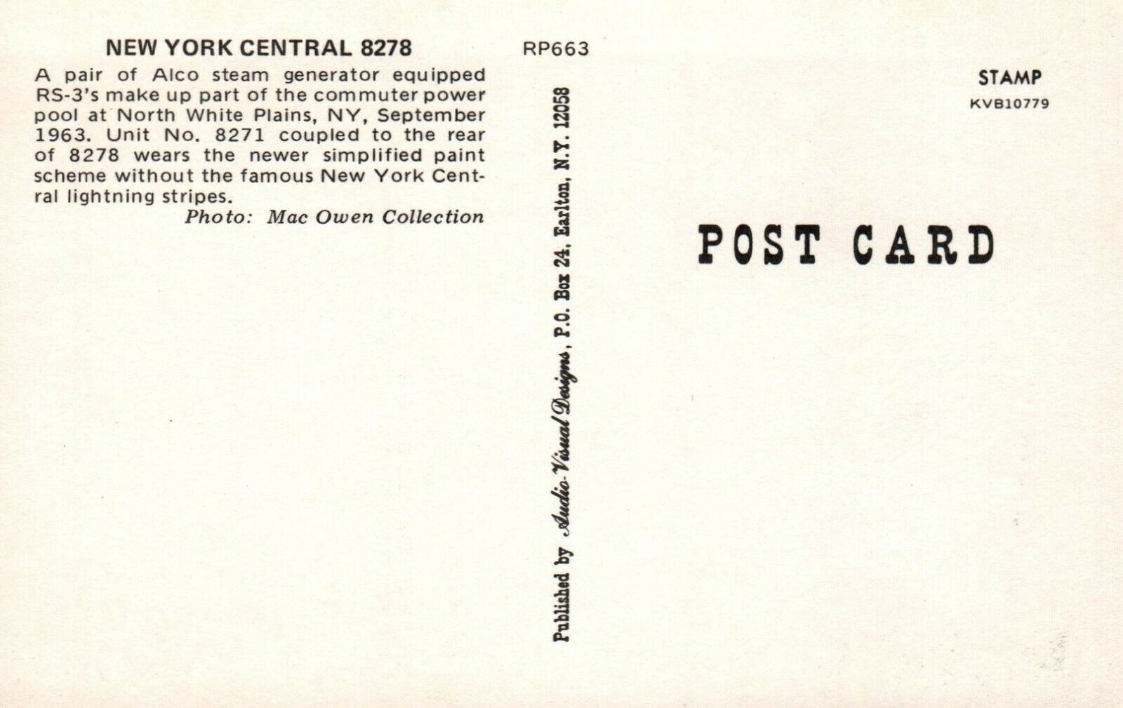 NY Central Railroad Alco RS-3 Nos. 8271 & 8278 Trains White Plains NY ...
