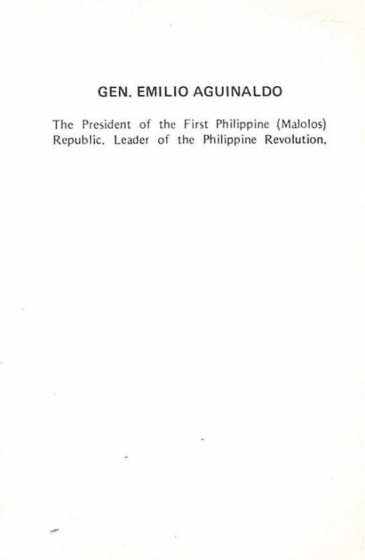 General Emilio Aguinaldo Pressident of the First Philippine Republic ...