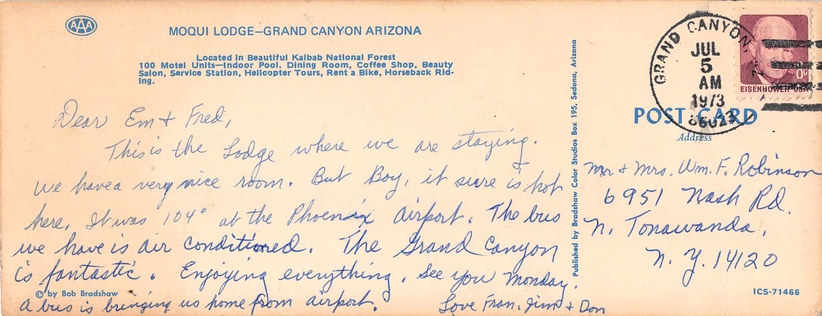 Grand Canyon Arizona Moqui Lodge in Kalbab National Forest Long ...