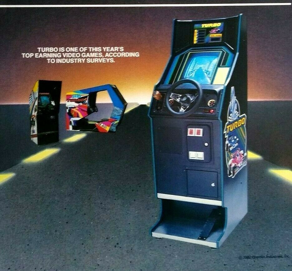 Turbo Arcade Flyer Mini 1982 Original Retro Video Game Art Print Race ...