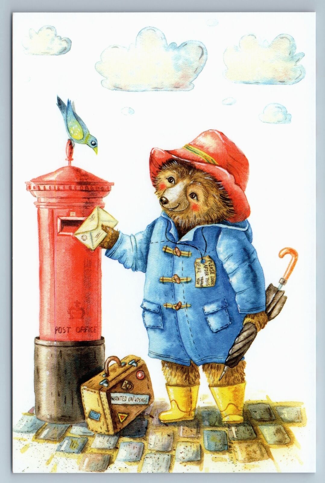 Paddington Bear sending Letters Bird Art Russian Modern postcard ...