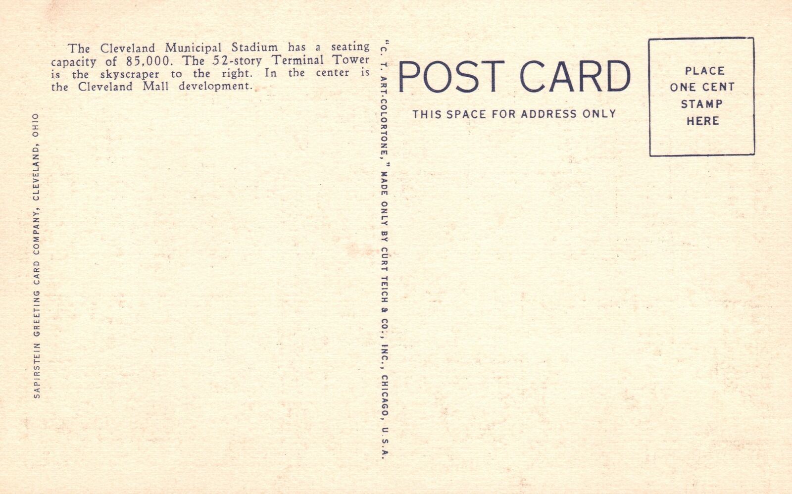 Vintage Postcard 1920's Bird's-Eye View Cleveland Municipal Stadium ...