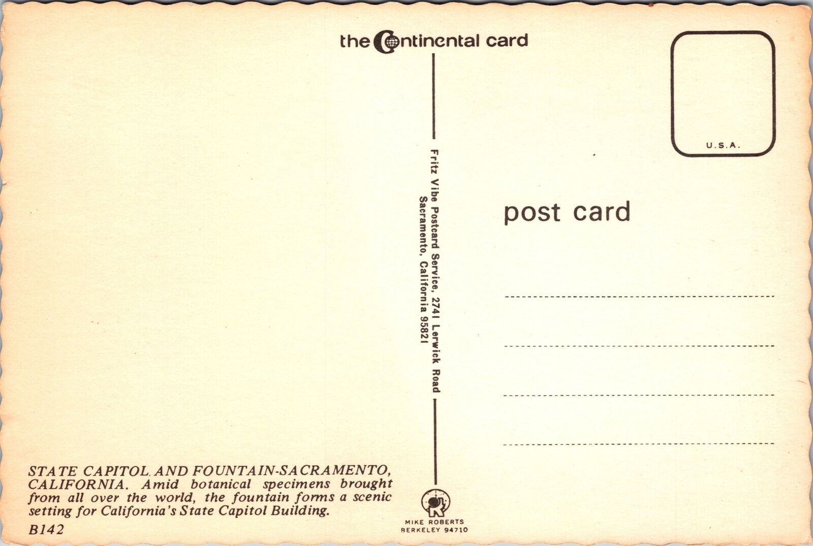 Vintage Continental Size Postcard 1970s California State Capitol and ...