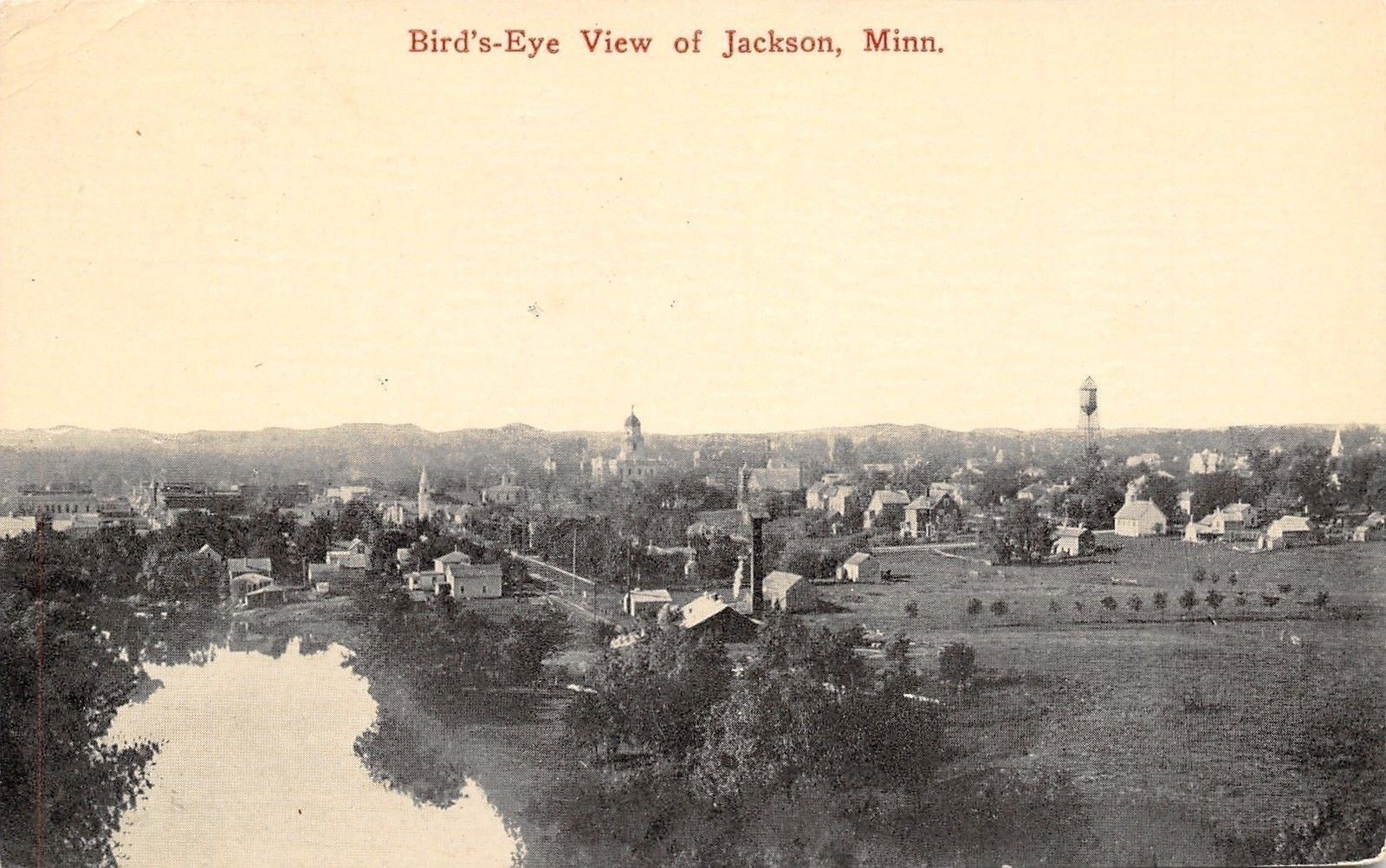 Jackson Minnesota~Birds Eye View Of Jackson~Des Moines River 1910 PC ...