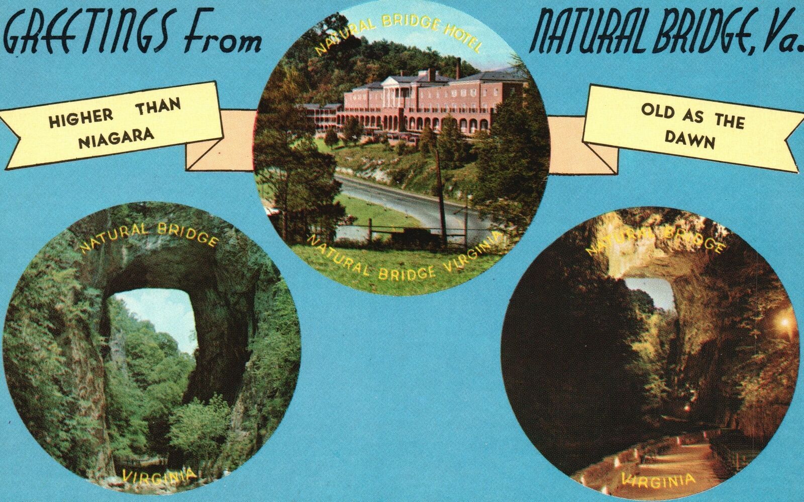 Vintage Postcard Greetings From Natural Bridge Virginia Higher Than ...