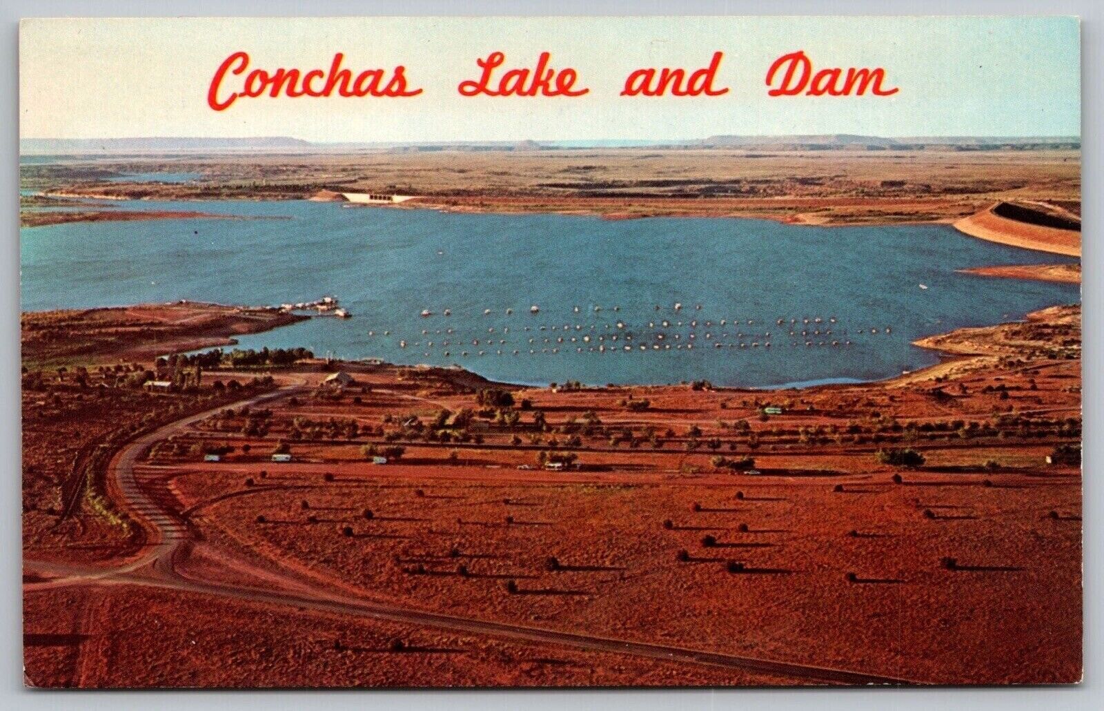 Conchas Lake Dam Birds Eye View Tucumcari New Mexico Desert VNG UNP PC ...