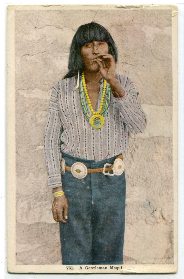Moqui Native American Indian Man Smoking 1914 postcard | Topics ...