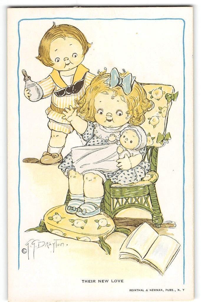 "New Love" GRACE DRAYTON Campbell Kids Artist-Signed 1910s Cute Vintage ...