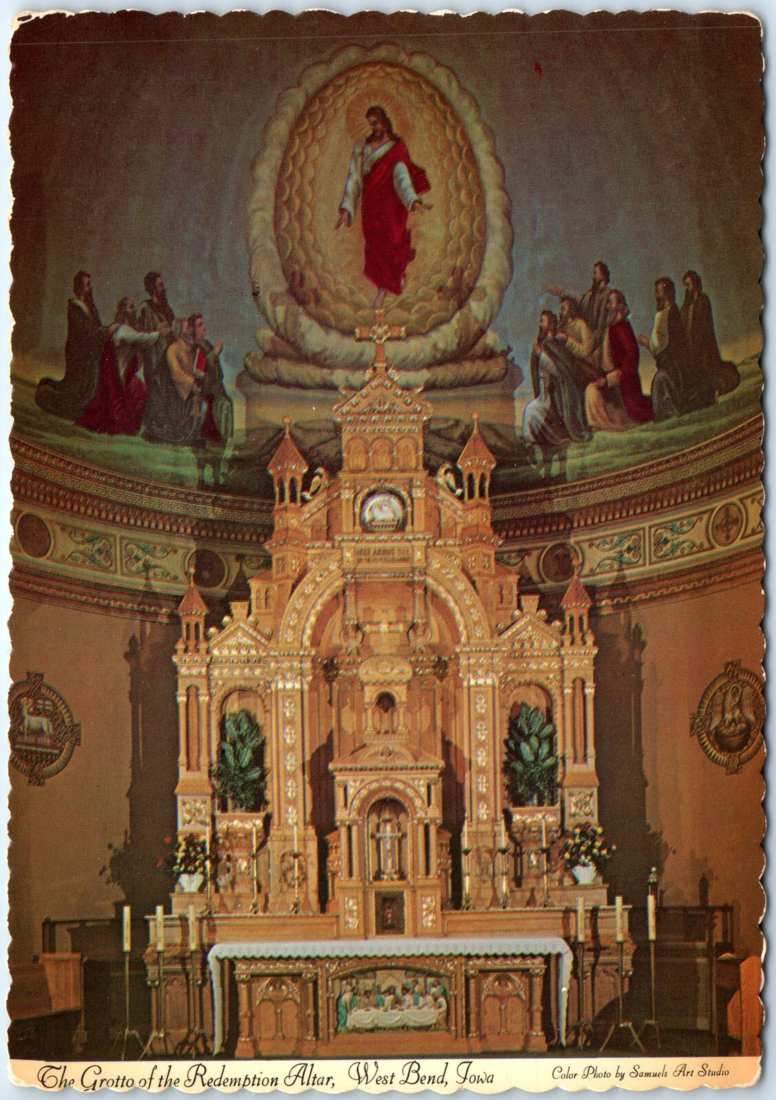 c1970s West Bend, IA Grotto Redemption Altar Interior Church Jesus 4x6 ...