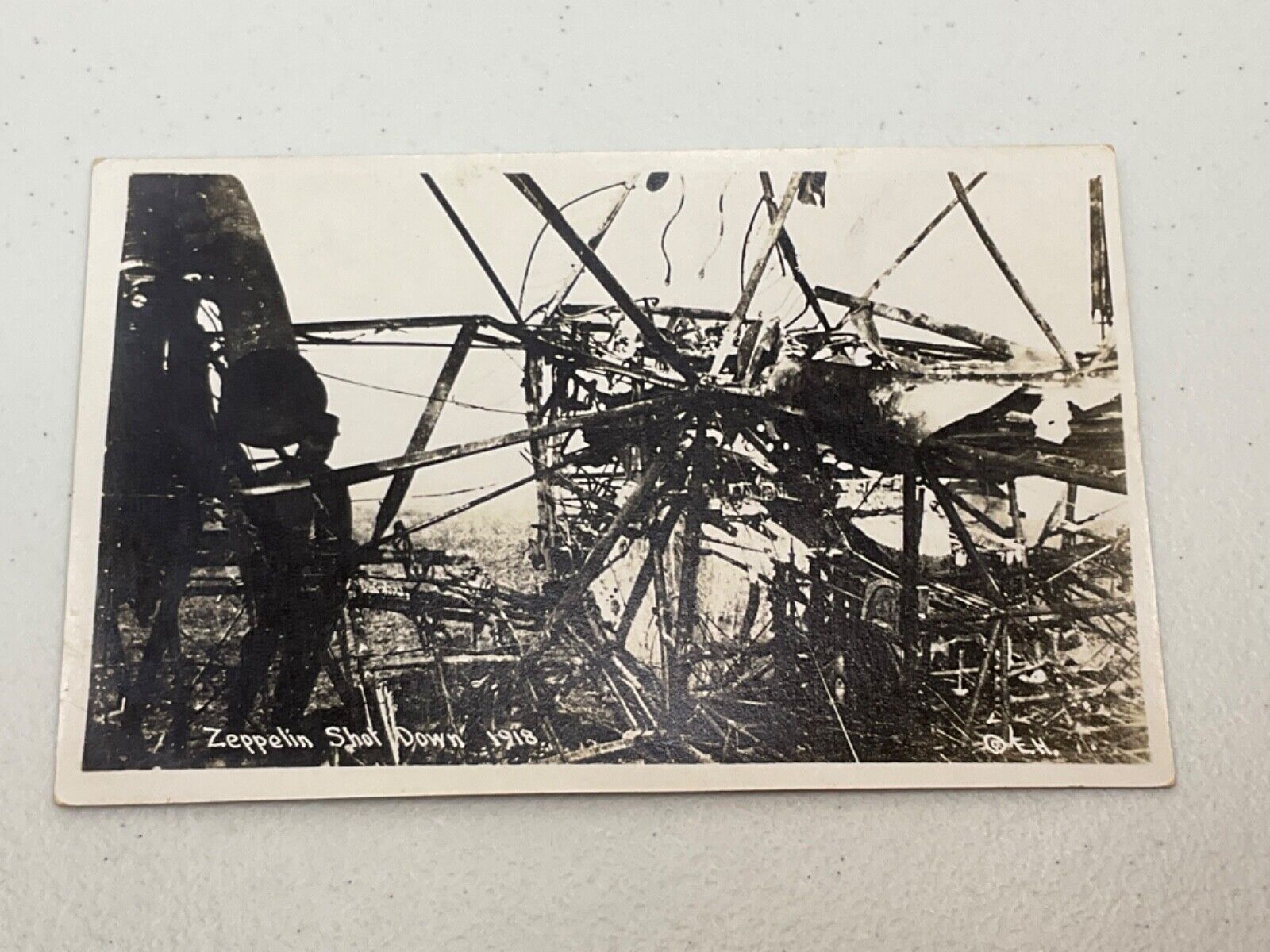 WW1 Germany Graf Zeppelin Shot Down Burned 1918 Vintage RPPC Unused ...