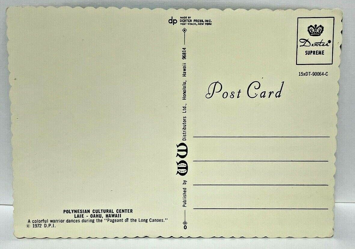 Vintage Postcard Polynesian Culture Warrior Oahu Hawaii Dexter | United ...