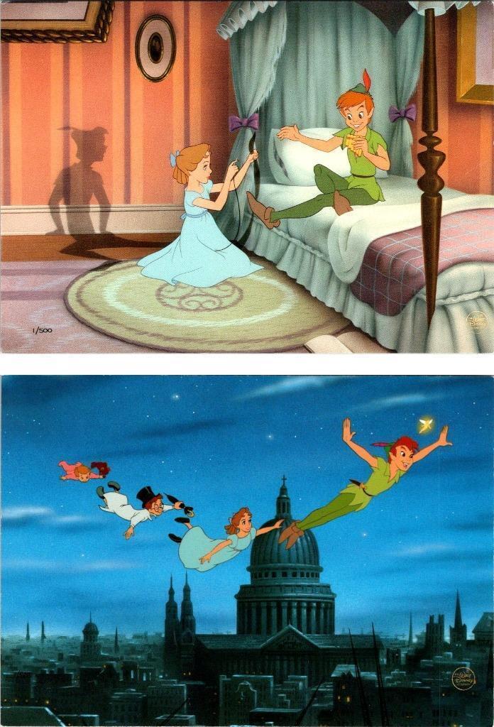 2~4X6 Postcards Walt Disney Animation PETER PAN MOVIE SCENES Wendy ...