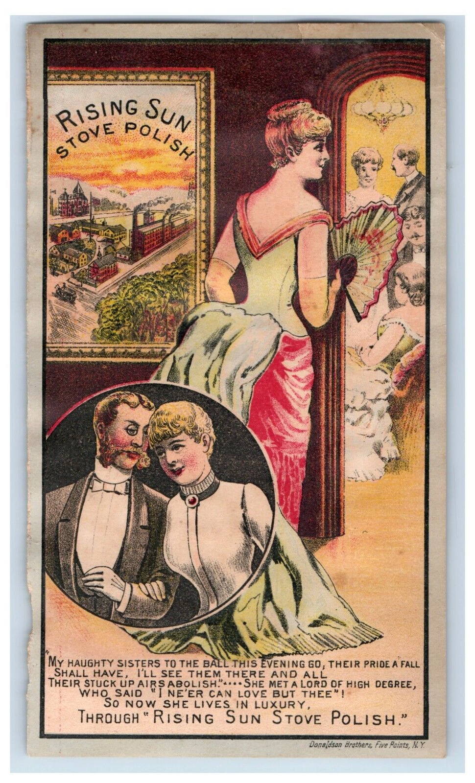 1880s Rising Sun Stove Polish Lovely Couple Ball P159 | Ephemera - Chromo & Printed Images ...
