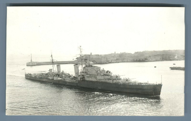 HMS Argonaut Dido Class Cruiser Royal Navy Original Real Photo Malta ...