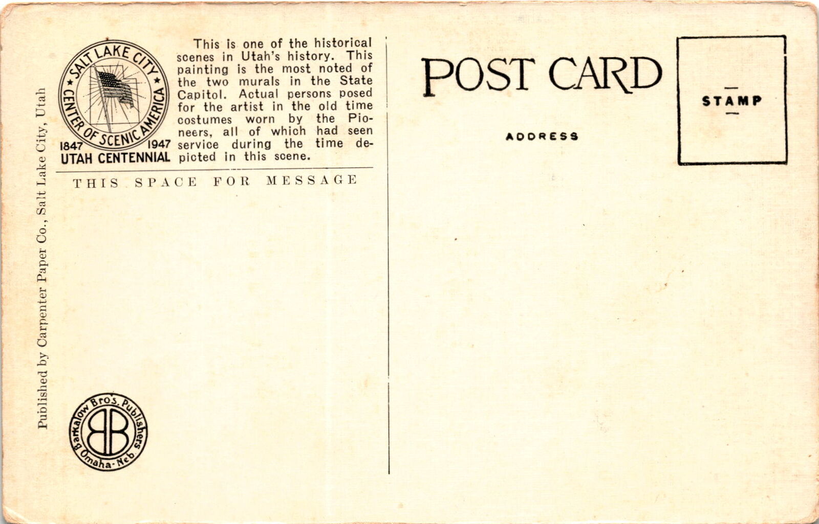 Salt Lake City, Utah State Capitol, Carpenter Paper Co., Bud Barkalan ...