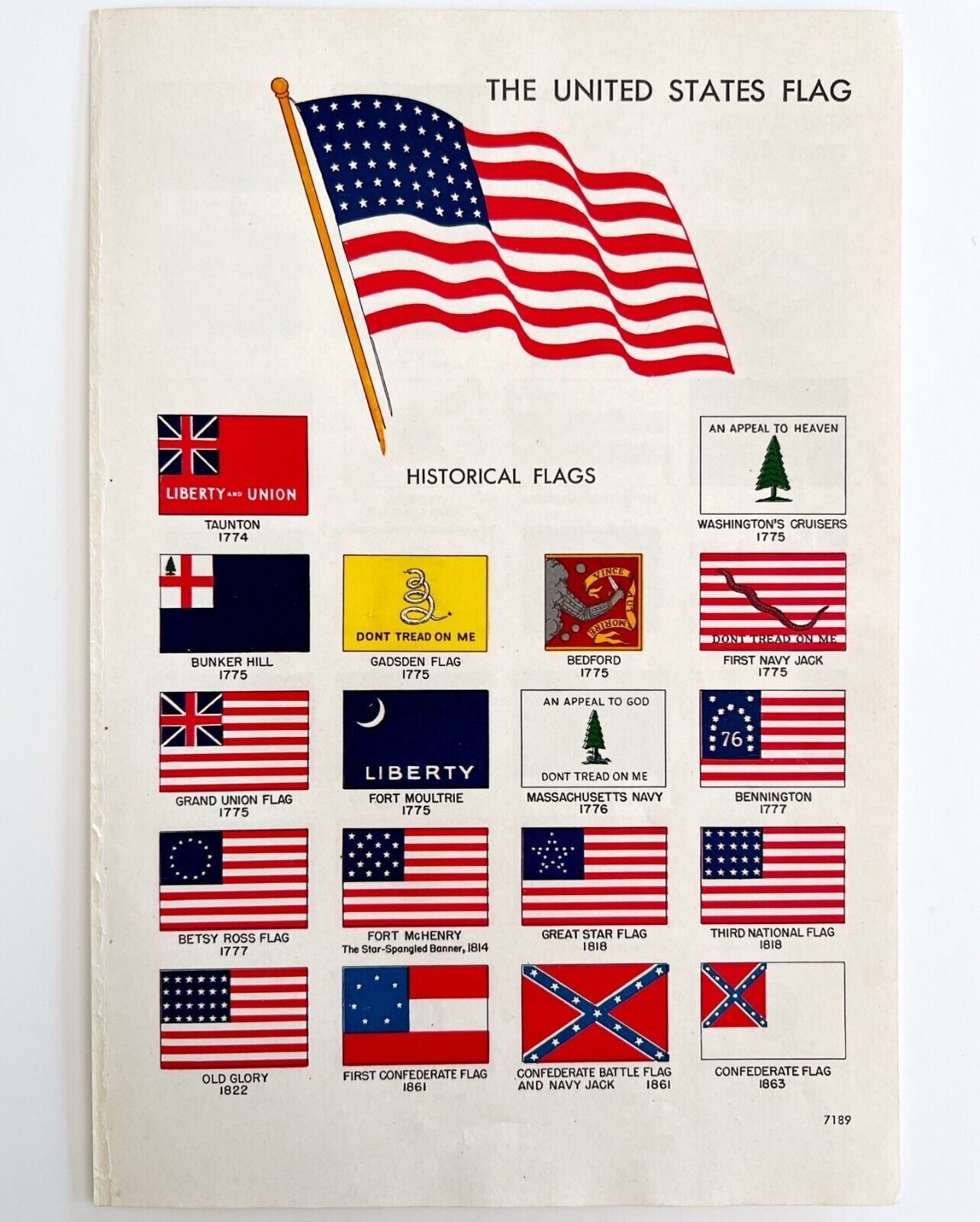 Historical Flags Of The United States 1940s Lithograph Print History ...