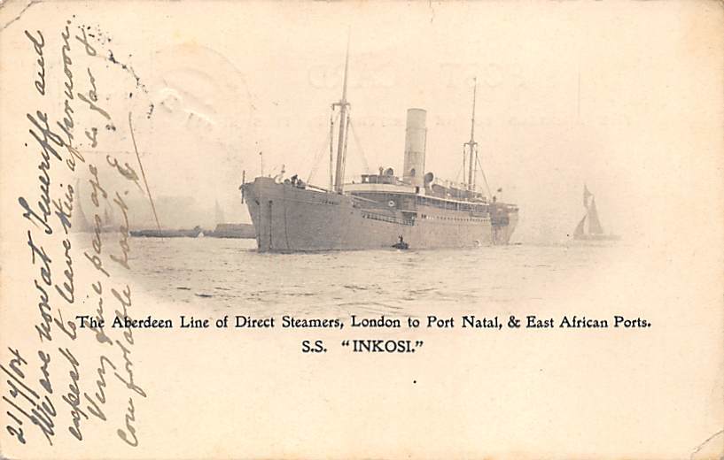 SS Inkosi Aberdeen Line Ship 1904 | Topics - Other, Postcard / HipPostcard