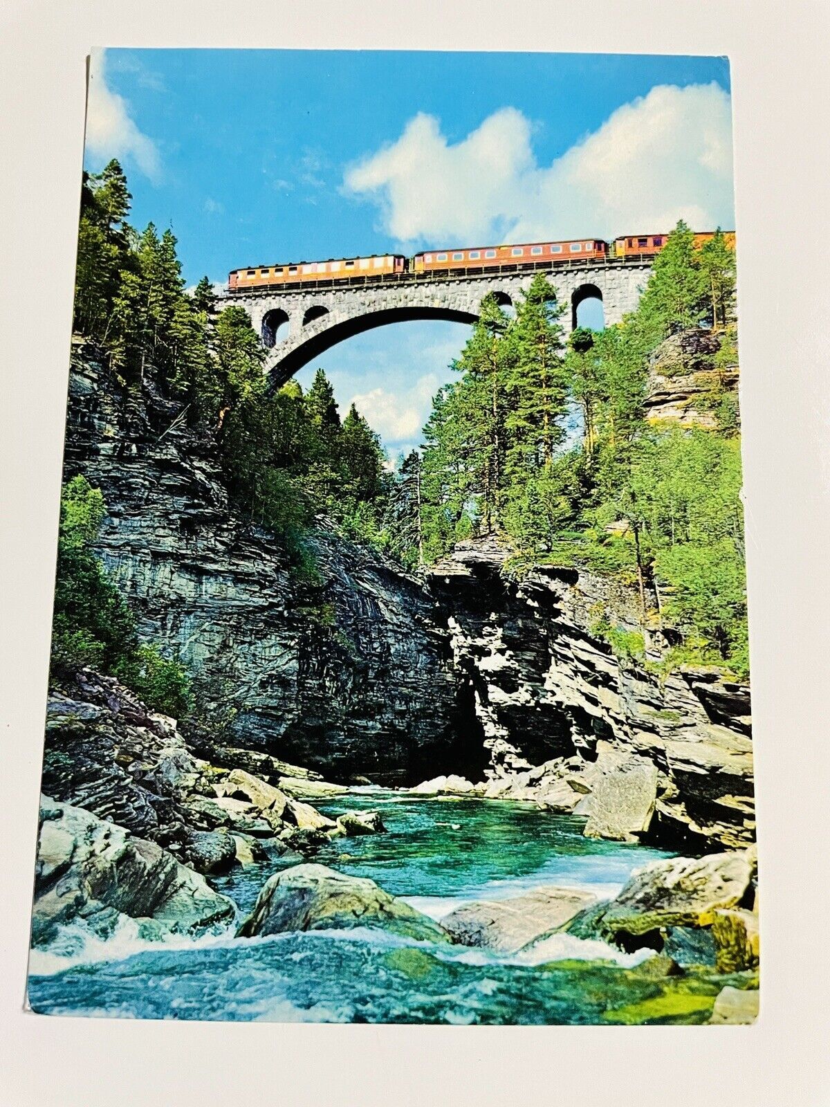 Vintage Postcard Norway Passenger Train Bridge Kylling Aune Enerett ...