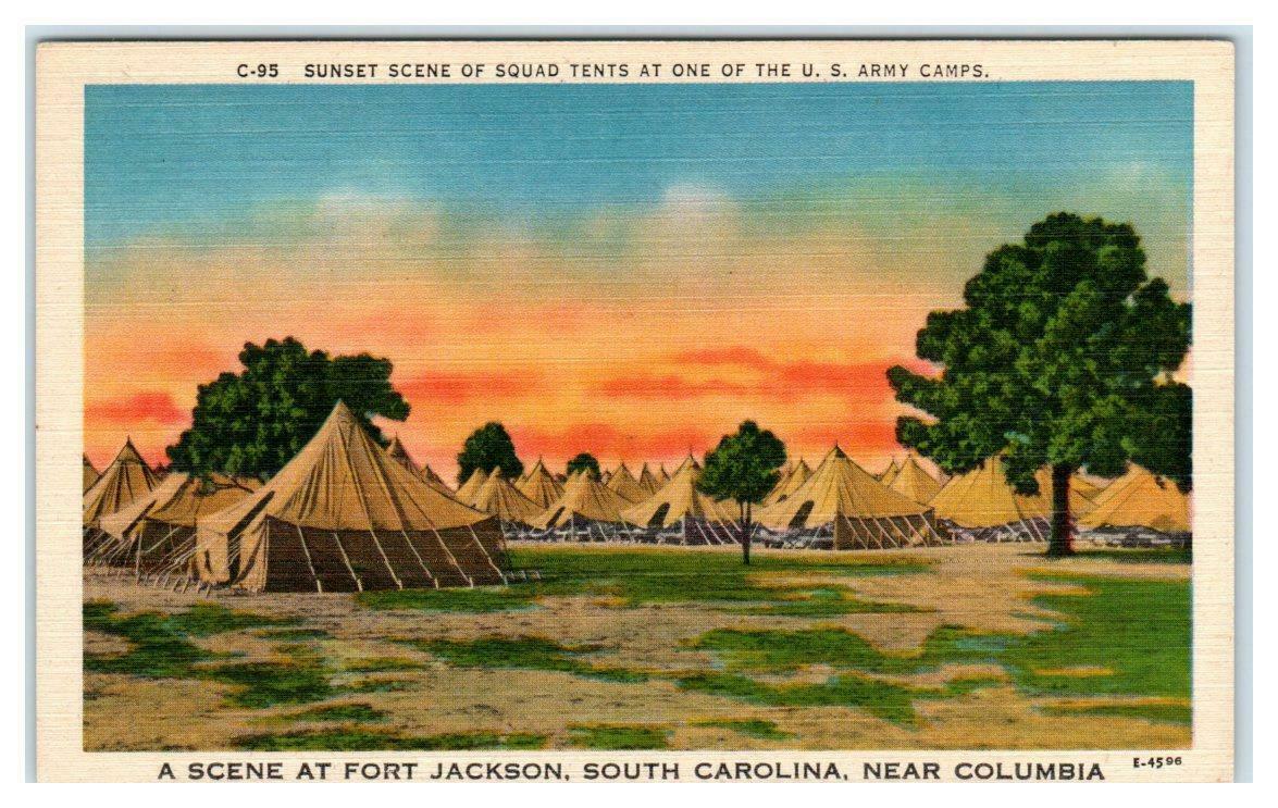 FORT JACKSON, South Carolina SC ~ Sunset SQUAD TENTS 1940s WWII Era ...
