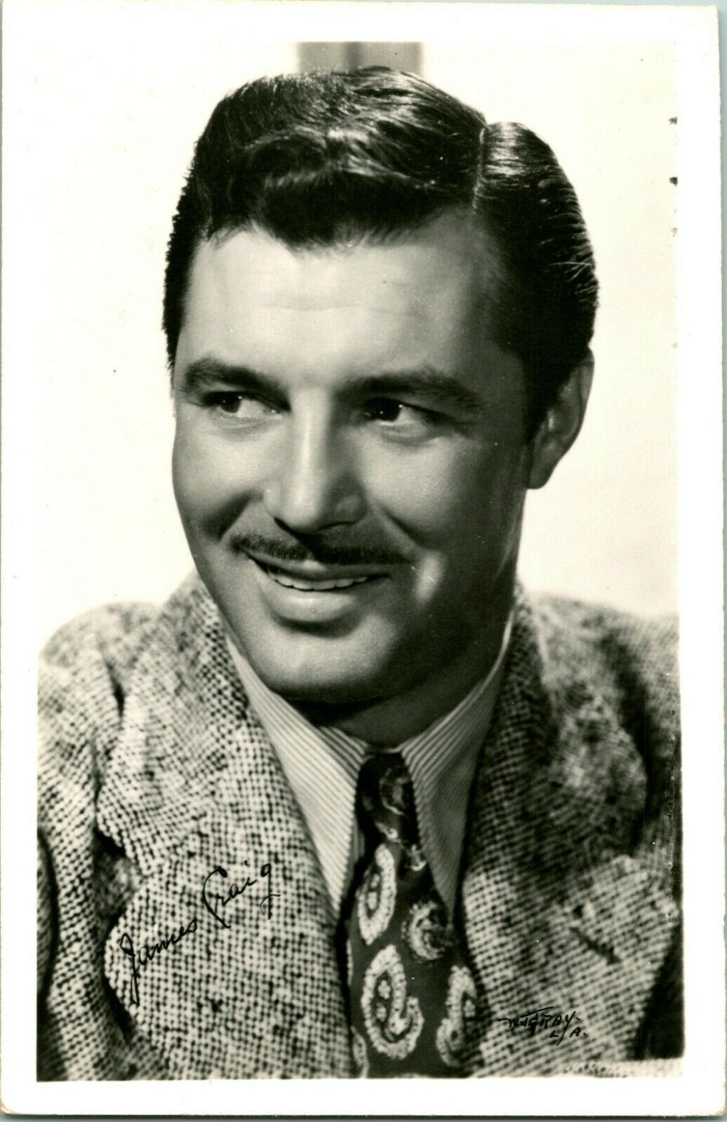 Vtg Cartolina RPPC Actor James Craig Promozionali Foto Unp Film Stella ...