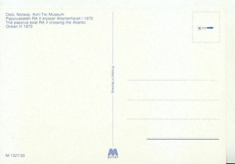 Norway Postcard - Oslo - Kon-Tiki Museum - The Papyrus Boat - 1970 ...