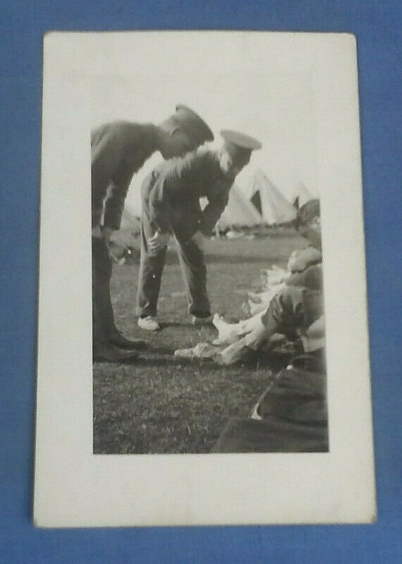 Vintage Real Photo Postcard WW1 Officers Inspecting Men's Feet (J1D ...