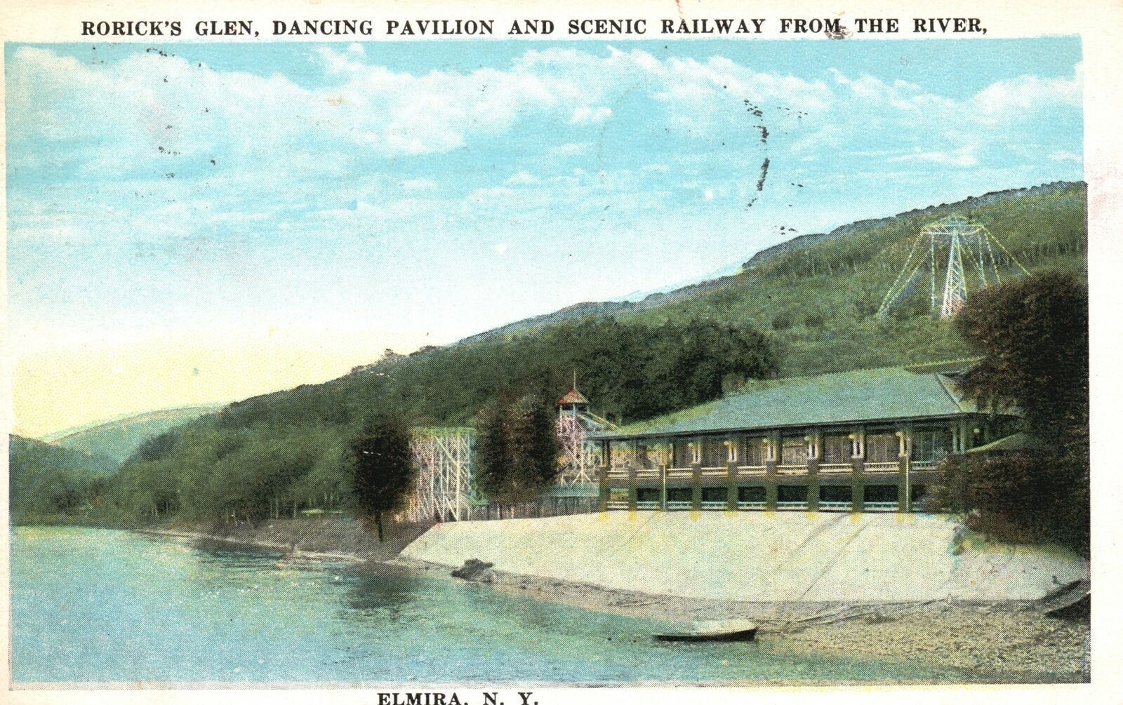 Vintage Postcard 1921 Roricks Glen Dancing Pavilion & Railway Elmira ...